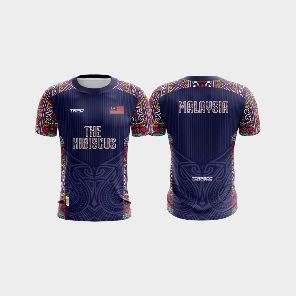 Hibiscus Blue Round Neck - trpd.my